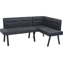 Eckbank ByLiving, B:181cm H:87cm T:56cm, grau, Stahl, Stoff, Esszimmer, Sitzb&auml;nke, "MONTREAL", Microfaser, bis 330 kg, Taschenfederkern, Ziernaht im