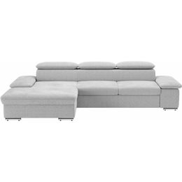 Sit & More Ecksofa SIT & MORE, B:286cm H:73cm T:174cm, grau, 100% Polyester, Wohnzimmer, Sofas, "Valantine L-Form, B: 286 cm", mit Arm- & Kopfteilverstellung,
