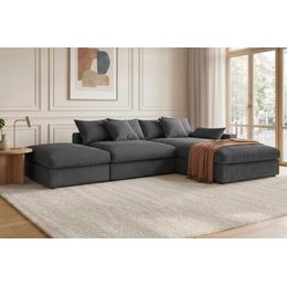 Ecksofa OTTO HOME, B:333cm T:198cm, schwarz, 100% Polyester, Wohnzimmer, Sofas, "Cosy Lounge L-Form, Breite 333 cm", Mega-Sofa mit Cordstoff bezogen,