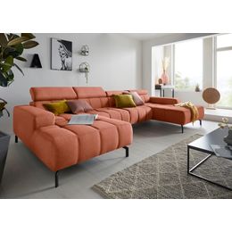 Wohnlandschaft DOMO collection, B:376cm H:79cm T:175cm, orange, Sofas, "Cunelli tolle Sitzn&auml;hte als Designelement, fester Sitzkomfort, U-Form", whlw.
