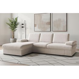 Sit & More Ecksofa SIT & MORE, B:247cm H:82cm T:171cm, beige, 100% Polyester, Wohnzimmer, Sofas, "Moreno L-Form, B: 247 cm", mit Armteilverstellung, optional