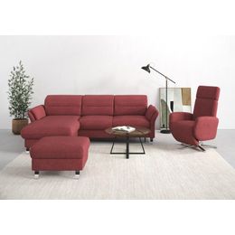 Sit & More Ecksofa SIT & MORE, B:251cm H:85cm T:161cm, lila, Wohnzimmer, Sofas, "Grenoble L-Form mit Federkern", wahlweise mit Schlaffunktion, Bettkasten, Arm-