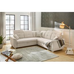 Jockenh&ouml;fer Ecksofa, B:263cm T:100cm, beige, JOCKENH&Ouml;FER GRUPPE, Korpus: 100% Polyester;Kissen: 45% Polyacryl, 24% Leinen, 19% Polyester, 12% Leinen, Wohnzimmer,