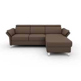 Sit & More Ecksofa SIT & MORE, B:252cm H:84cm T:165cm, braun, Wohnzimmer, Sofas, "Vincenzo L-Form", inklusive Kopfteilverstellung, optional Schlaffunktion &