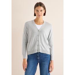 Cecil Damen Cardigan, grau, Gr. XXL, unifarben, Web, 60% Baumwolle, 40% Viskose, Strickjacken, aus Baumwolle mit Stretchanteil