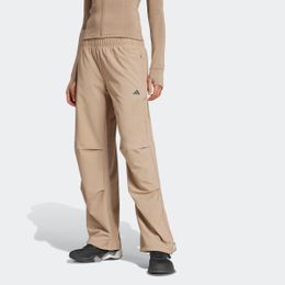 Damen Sporthose "WORKOUT ESSENTIALS GEWEBTE"chalky braun, normal, gr., Gr. XL, adidas Performance, Obermaterial: 87% Polyester, 13% Elasthan, Hosen