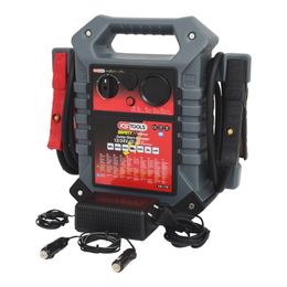 KS Tools 12 V + 24 V Batterie-Booster aus Kunststoff und Metall mit LCD-Anzeige und Starthilfekabeln (1400 A Spitzenstrom), 5501720 (550.1720)