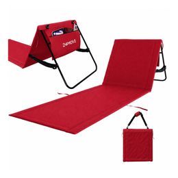 24MOVE&reg; Strandmatte 1er Set klappbar mit R&uuml;ckenlehne, Strandliege mit Gurt, tragbar f&uuml;r Strand und Garten, Liegematte rot