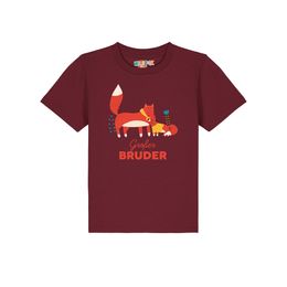 watabout.kids Shirt 'Fuchs Gro&szlig;er Bruder' boy size 134/146 Blue / Yellow / Lobster / Bordeaux