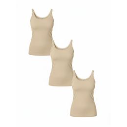Maxte Unterhemd 'COTTON LACE Tanktop Frauen 3er Pack' Damen Gr&ouml;&szlig;e M schwarz