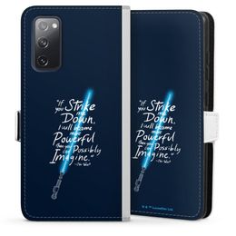 DeinDesign Galaxy S20 FE 5G Handy Klapph&uuml;lle Handyh&uuml;lle aus Kunst Leder wei&szlig; Flip Case Star Wars Obi-Wan Kenobi Lightsaber Sideflip mit Lasche