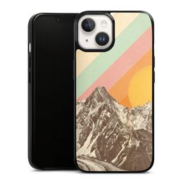 DeinDesign iPhone 14 Handy Silikon H&uuml;lle Case schwarz Handyh&uuml;lle Sunshine Mountain Retro