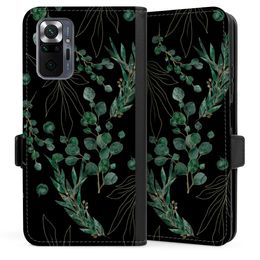 DeinDesign Xiaomi Redmi Note 10 Pro Handy Klapph&uuml;lle Handyh&uuml;lle aus Kunst Leder schwarz Flip Case Nature Eukalyptus Leaves Sideflip mit langer Lasche