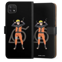 DeinDesign Galaxy A22 5G Handy Klapph&uuml;lle Handyh&uuml;lle aus Kunst Leder schwarz Flip Case Official Licensed Product Anime Naruto Shippuden Sideflip mit langer 