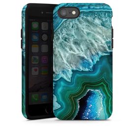 DeinDesign iPhone SE (2020) Handy Panzer Handyh&uuml;lle robuste Outdoor H&uuml;lle Schutzh&uuml;lle matt Stone Blue Marble Tough Case