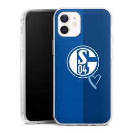 DeinDesign iPhone 12 Handy Silikon H&uuml;lle Case transparent Handyh&uuml;lle Heart Schalke 04 Fc Schalke 04 Silikon Case