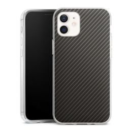 DeinDesign iPhone 12 Handy Silikon H&uuml;lle Case transparent Handyh&uuml;lle Carbon Metallic Look Muster Silikon Case