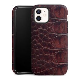 DeinDesign iPhone 12 mini Handy Panzer Handyh&uuml;lle robuste Outdoor H&uuml;lle Schutzh&uuml;lle matt Leather Crocodile Animal Print Tough Case