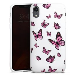 DeinDesign iPhone Xr Handy Silikon H&uuml;lle Case wei&szlig; Handyh&uuml;lle Butterfly Motiv Ohne Hintergrund Muster Silikon Case