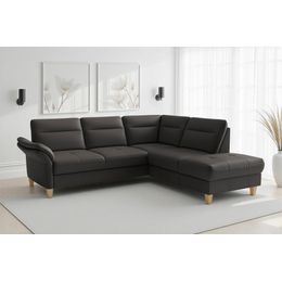 Sit & More Ecksofa SIT & MORE, B:218cm H:90cm T:212cm, grau, Wohnzimmer, Sofas, "Pamela L-Form, Leder, B: 218 cm", optional Armteilverstellung, Schlaffunktion &