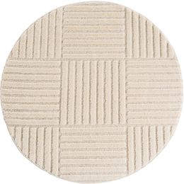 Teppich, H:8mm &Oslash;:160cm, beige, Ayyildiz Teppiche, Wohnzimmer, Teppiche, "ART 1123 , auch als L&auml;ufer und in Rund erh&auml;ltlich", Boho Design, 3D Optik,
