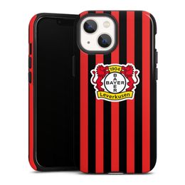 DeinDesign iPhone 13 Mini Handy Panzer Handyh&uuml;lle robuste Outdoor H&uuml;lle Schutzh&uuml;lle gl&auml;nzend Official Licensed Product Stripes Bayer 04 Leverkusen Tough Case