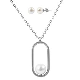 Adelia&acute;s ADELIA ́S Damen Kette ohne Anh&auml;nger "Halskette aus Edelstahl mit Perle 45 cm", 45cm, Edelstahl, silber, Edelstahl, Halsketten, Ideal als Geschenk &ndash;
