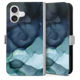 DeinDesign iPhone 16 Handy Klapph&uuml;lle Handyh&uuml;lle aus Kunst Leder wei&szlig; Flip Case Water Colour Muster Texture Sideflip mit Lasche