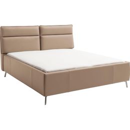 Polsterbett Home Affaire, B:226cm H:108cm L:236cm, beige, 100% Leder, Betten, "Cozy Town", inkl. 7-fache Einlegetiefenverstellung &