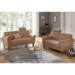 Polstergarnitur OTTO HOME, braun, Sitzm&ouml;bel-Sets, "Texel", als Set, mit Federkern und Kontrastnaht