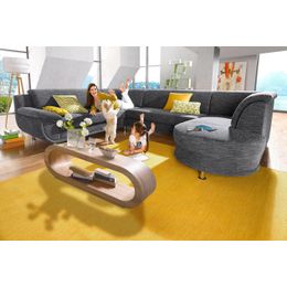 Wohnlandschaft Trendmanufaktur, B:320cm H:85cm T:94cm, grau, Softlux-Kunstleder;Primabelle-Microfaser;NaturLeder (handschuhweiches Rindsleder in Sitz