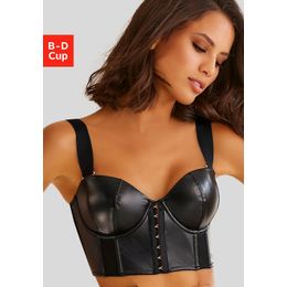 Damen Corsage, PETITE FLEUR GOLD BY LASCANA, Gr. 80, schwarz, Lederoptik (PU beschichtet), Obermaterial: 82% Polyester, 10% Polyamid, 8% Elasthan,