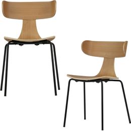 Esszimmerstuhl Woood, B:50cm H:78cm T:52cm, braun, Holzwerkstoff, Metall, St&uuml;hle, "Form stapelbar mit Eschenfurnier, B 50 x T 52 x H 77,5 cm",