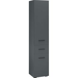 Hochschrank Welltime, B:38cm H:180cm T:35cm, grau, Holzwerkstoff, Badezimmer, Schr&auml;nke, "Skara", 3 verstellbaren Einlegeb&ouml;den hinter den T&uuml;ren,