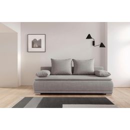 Schlafsofa WERK2, B:206cm H:88cm T:91cm, grau, 100% Polyester, Jugendzimmer, Sofas, "Biggi 206 cm komfortabel und modern", Struktur fein+weich,