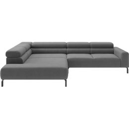 Ecksofa Home Affaire, B:312cm H:71cm T:219cm, grau, 100% Polyester, Wohnzimmer, Sofas, "Antonelli, L-Form, incl. Kopfteilverstellung, Breite 312 cm",