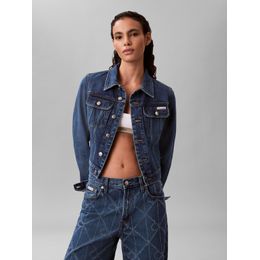 Damen Jeansjacke, blau, Gr. XS, Calvin Klein Jeans, unifarben, Denim/Jeans, Obermaterial: 100% Baumwolle, Jacken, Regular fit mit Umlegekragen