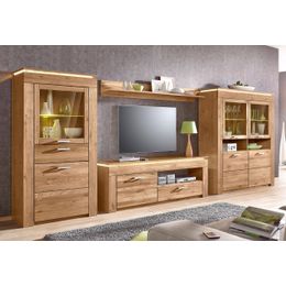 Wohnwand, braun, VOGL M&Ouml;BELFABRIK, Wohnzimmer, Kastenm&ouml;bel-Sets, Set 4 tlg. besteht aus 2 Vitrinen, 1 Lowboard und 1 Wandregal