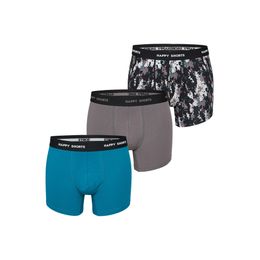 Happy Shorts Boxershorts Herren Gr&ouml;&szlig;e XXL grau / petrol / schwarz