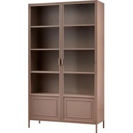 Vitrine Woood, B:110cm H:189cm T:43cm, braun, Eisen, Wohnzimmer, Schr&auml;nke, "Ronja XL Metall pulverbeschichtet mit Glast&uuml;ren, H189 x B110 x T43 cm",