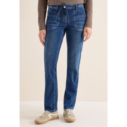 Cecil Damen Comfort-fit-Jeansmid blau wash, Gr. 33, unifarben, Jeans, 77% Baumwolle, 20% Polyester, 3% Elasthan, Jeans, Middle Waist