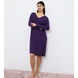 Triumph Damen Nachthemd "Timeless Sensuality NDK LSL", Gr. 38, lila, Single Jersey, Obermaterial: 94% Modal, 6% Elasthan, Kleider, atumgsaktiv und