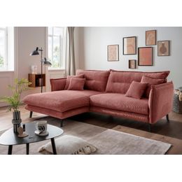 Ecksofa Home Affaire, B:255cm H:94cm T:180cm, rot, 93% Polyester, 7% Polyamid, Wohnzimmer, Sofas, "Lazio, 255 x 180 cm, modern und bequem", Cord,