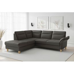 Sit & More Ecksofa SIT & MORE, B:218cm H:90cm T:212cm, grau, Wohnzimmer, Sofas, "Pamela L-Form, Leder, B: 218 cm", optional Armteilverstellung, Schlaffunktion &