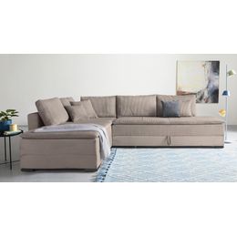 Ecksofa Home Affaire, B:321cm T:218cm, grau, 100% Polyester, Wohnzimmer, Sofas, "Night & Day L-Form, B: 321 cm, mit Dauer-Schlaffunktion 180x200 cm",