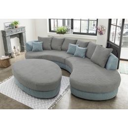 Ecksofa Home Affaire, B:255cm H:94cm T:160cm, grau, 93% Polyester, 7% Polyamid, Wohnzimmer, Sofas, "Lazio modern und bequem, schmale Armlehnen, tolle