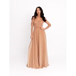 Acob A Porter Abendkleid Damen Gr&ouml;&szlig;e 38 beige Sommerkleid