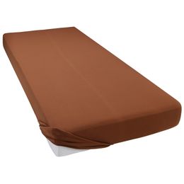 Spannbettlaken bellana, L:200cm, rot, Mako-Jersey, Obermaterial: 100% Baumwolle, Bettlaken, "bellana Melone, 100% Baumwolle, Jersey, b&uuml;gelfrei",