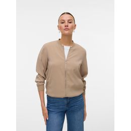 V&eacute;ro Moda VERO MODA Damen Bomberjacke "VMCOCO L/S BOMBER NOOS", beige, Gr. XS, unifarben, Web, Obermaterial: 96% Polyester, 4% Elasthan, Jacken, Materialmix