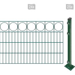 Arvotec Doppelstabmattenzaun "EASY 80 zum Aufschrauben "Ring" mit Zierleiste", H/L: 80cm x 48m, Pfosten: 25 Stk., gr&uuml;n, Zaunelemente, Zaunh&ouml;he 80 cm,